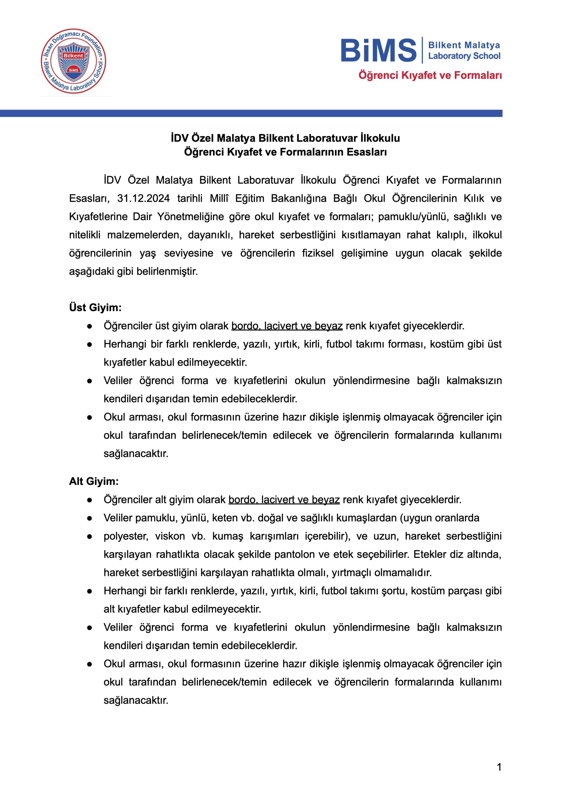 Okul Kıyafeti – BiMS